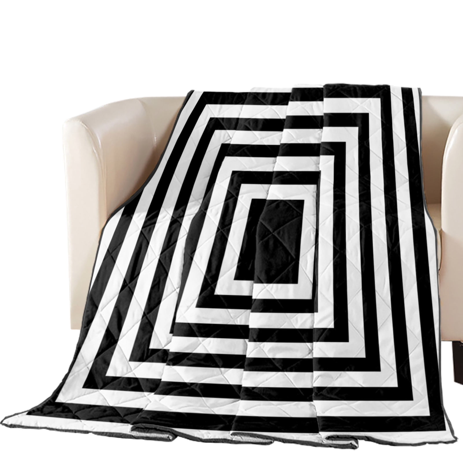 Black Concentric Squares Quilted Comforters Cooling Blanket King Size ...