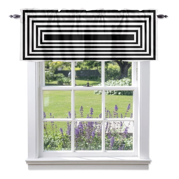 Black Concentric Squares Valances for Windows, Modern Abstract ...