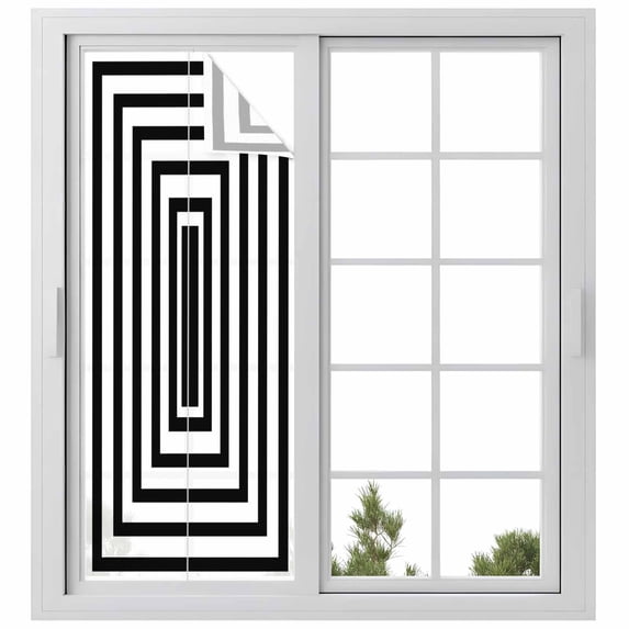 Black Concentric Squares Window Privacy Film Modern Abstract Minimalist ...
