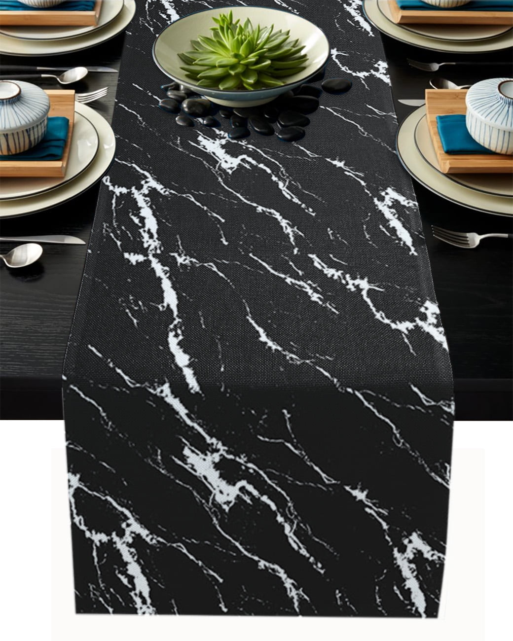 Black Concrete Crack Modern Table Runners Cloth Holidays Party Wedding ...