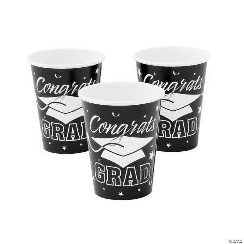 Black Congrats Grad Paper Cups, Graduation, Party Supplies, 25 Pieces ...