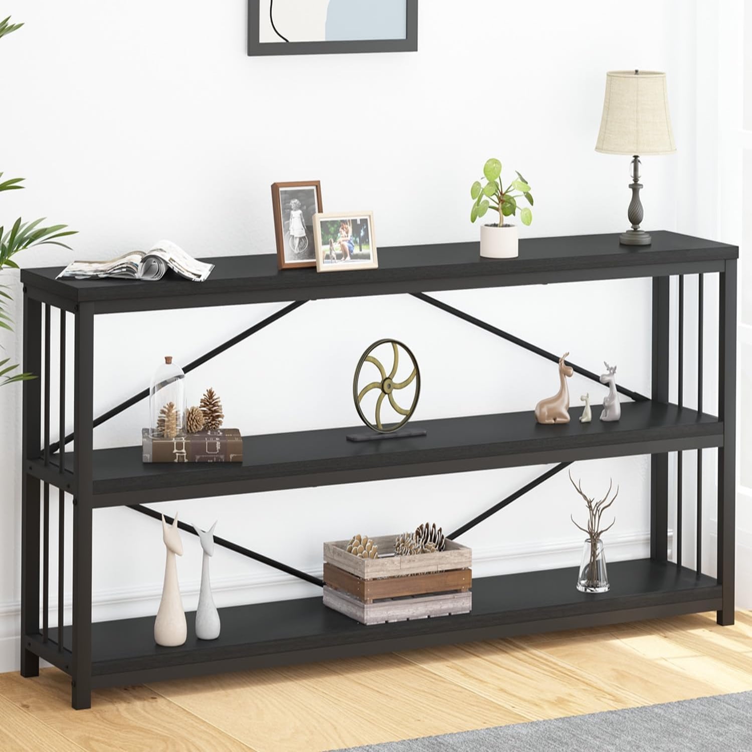 Black Console Modern Entryway for Hallway Living Room Industrial Sofa ...