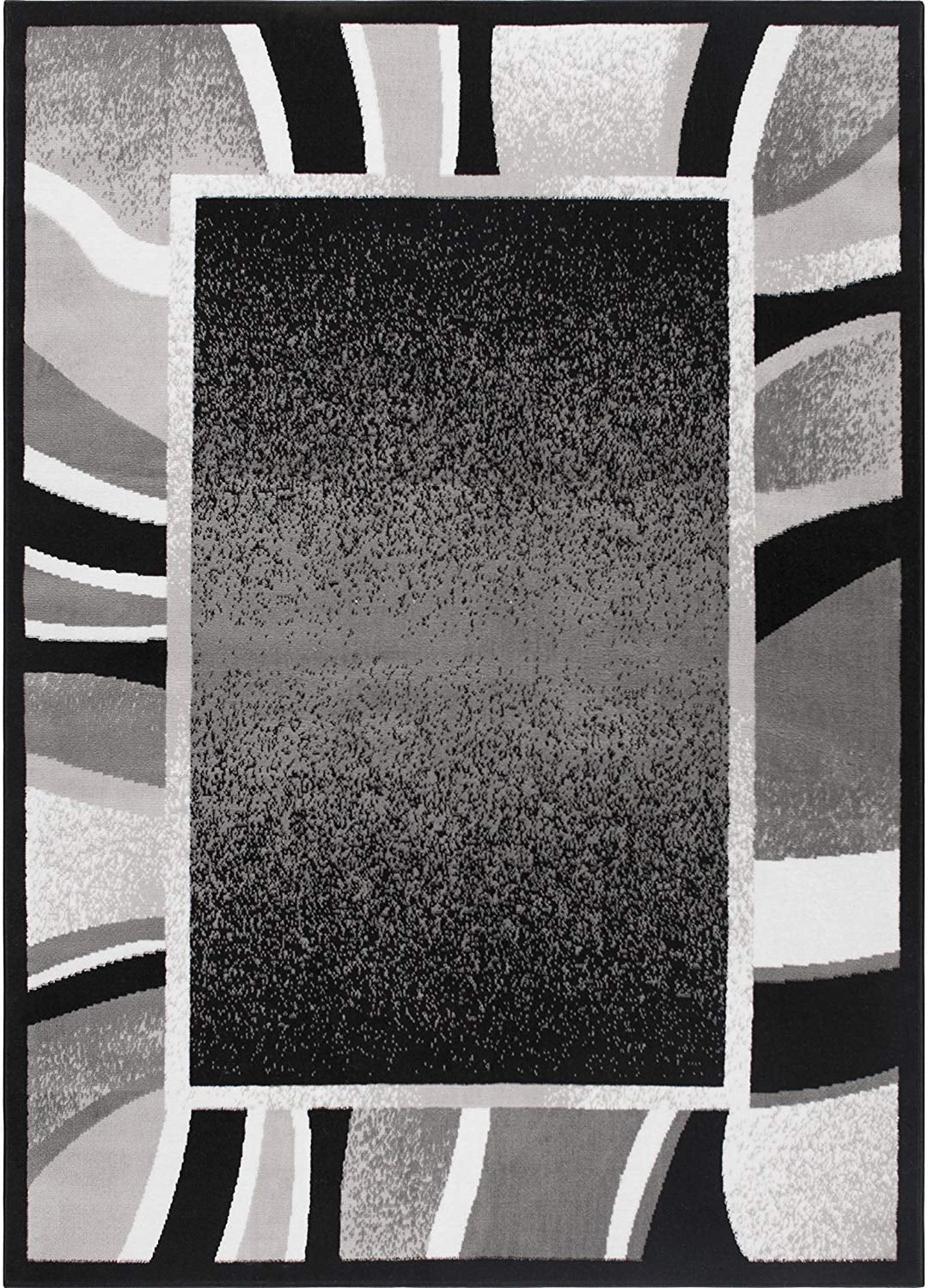 Black Contemporary Bordered 6x8 Area Rug Rugs Modern Carpet - Actual ...