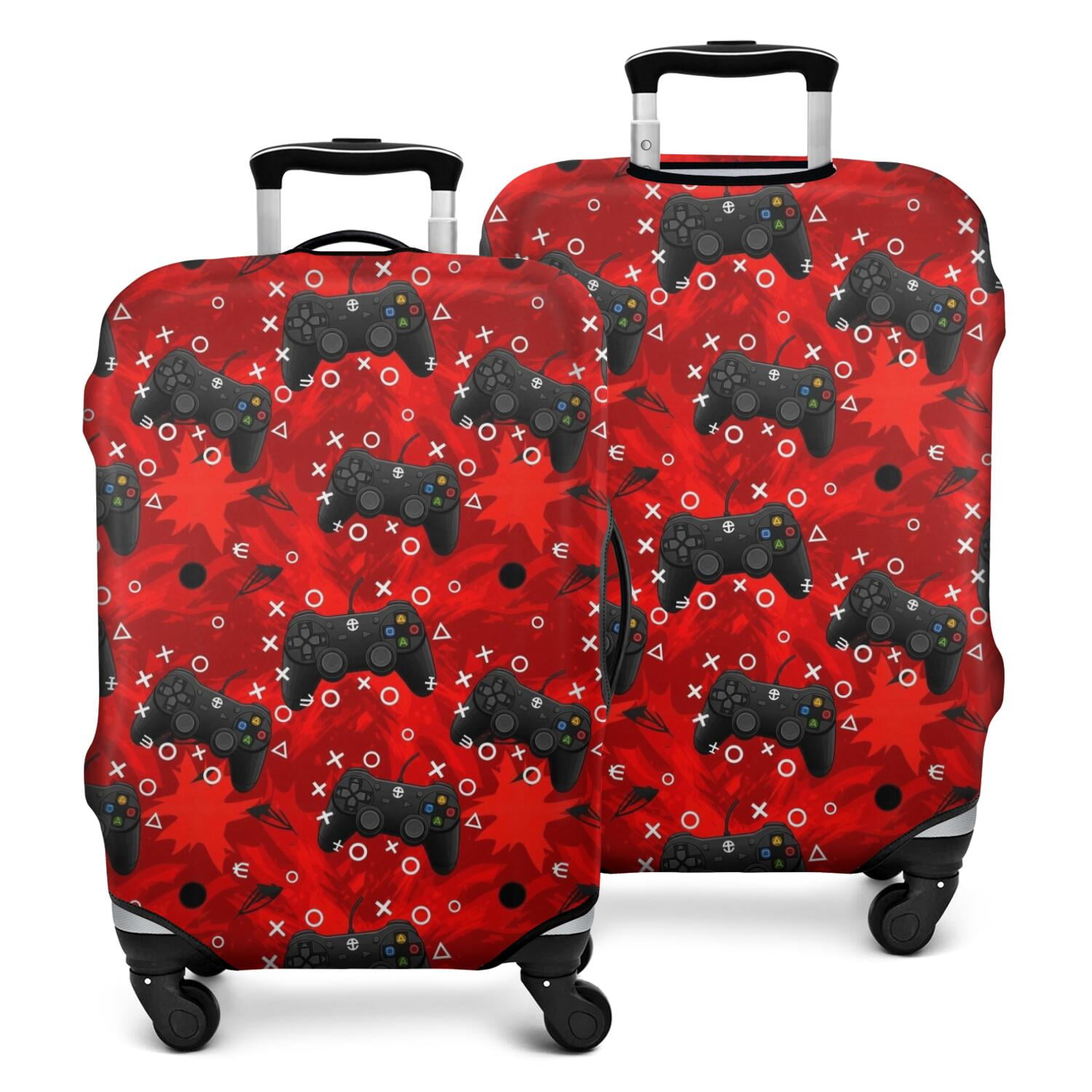 Black Controllers Games Icons Red Pattern Luggage Cover Fashion ...