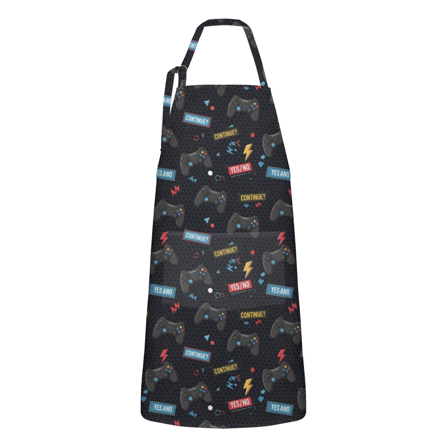 Black Controllers Games Labels Black Apron-Garden Aprons for Women with ...