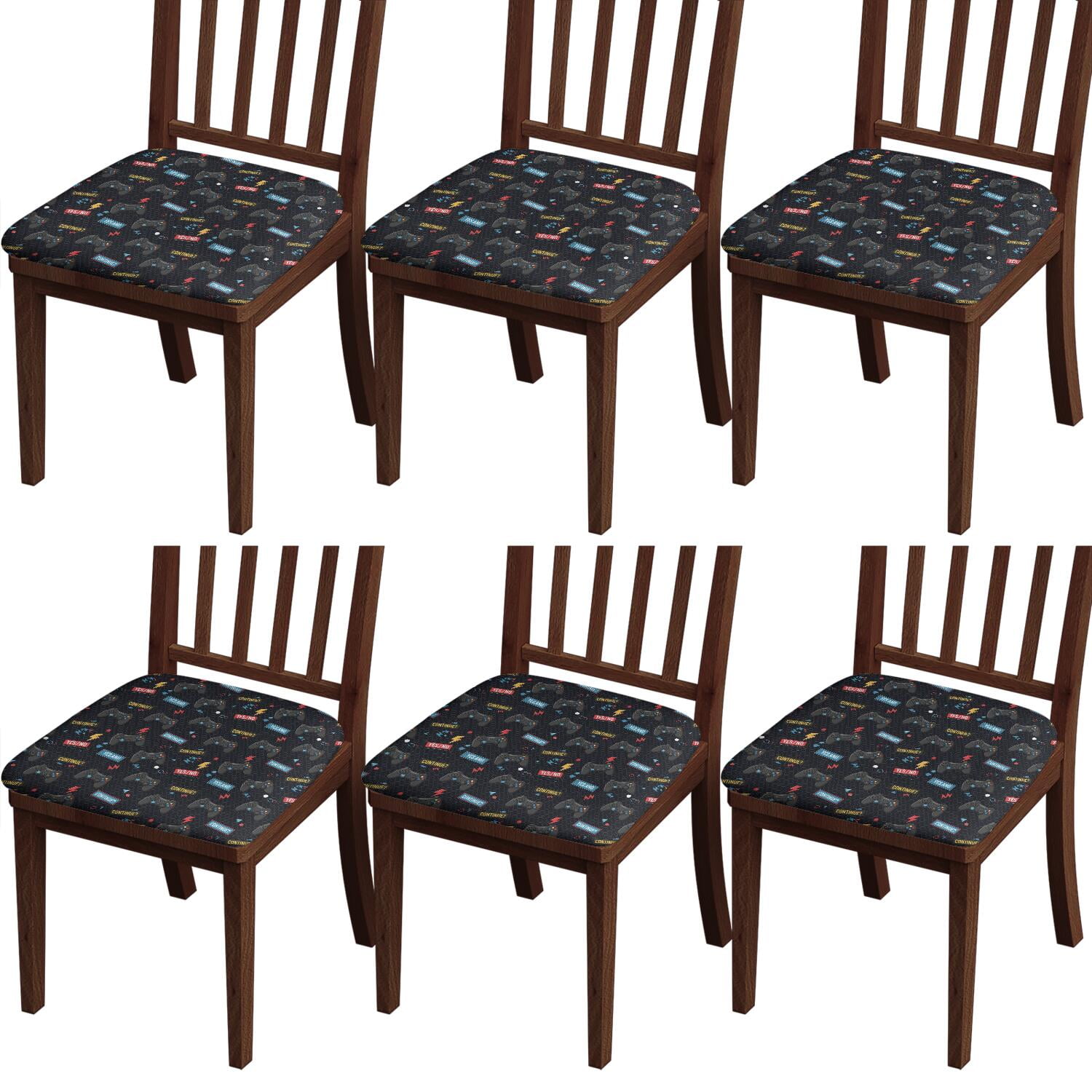 Black Controllers Games Labels Black Seat Covers for Dining Room Chairs ...