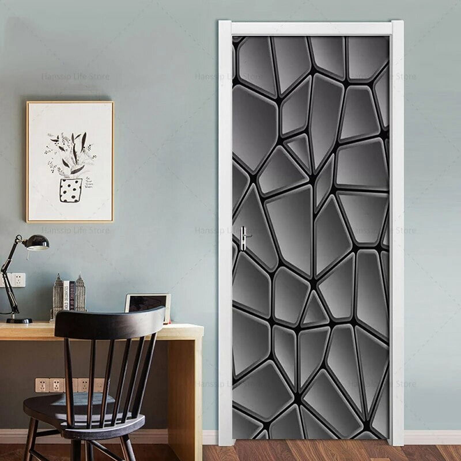 Black Cool 3D Vision Door Sticker Adhesive for Living Room Bedroom ...
