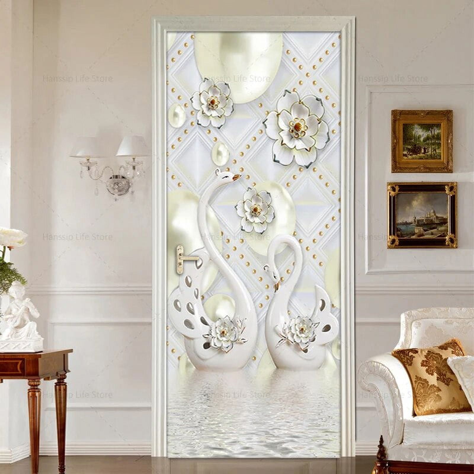 Black Cool 3D Vision Door Sticker Adhesive for Living Room Bedroom ...