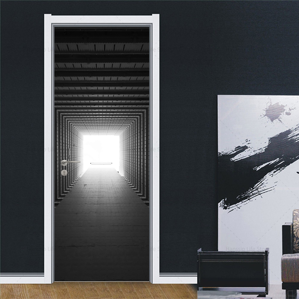 Black Cool Design Door Wrap Mural Cover Self Adhesive Waterproof PVC ...