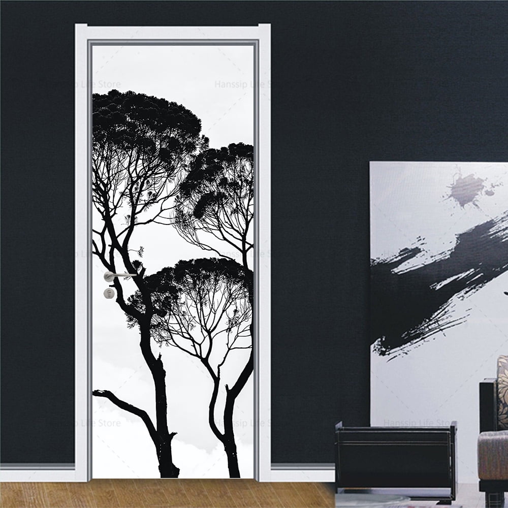 Black Cool Design Door Wrap Mural Cover Self Adhesive Waterproof PVC ...