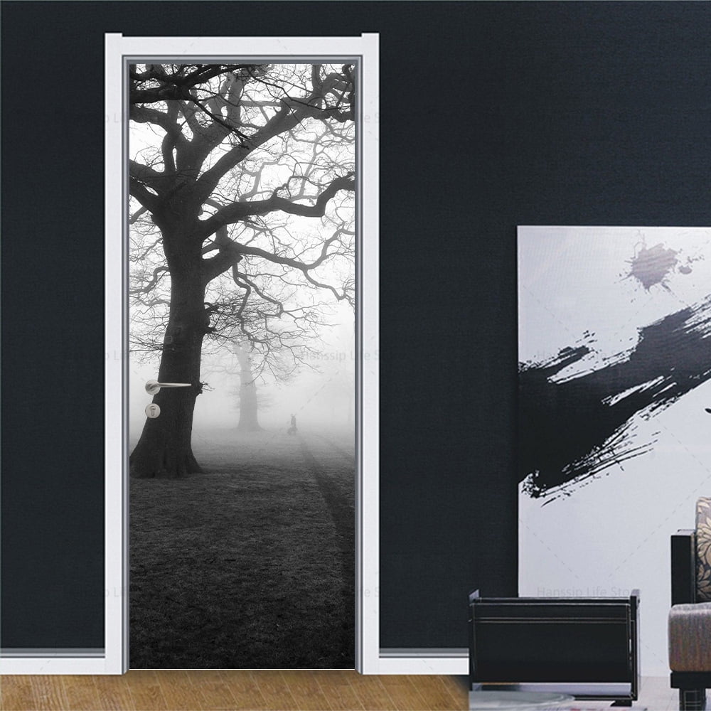 Black Cool Design Door Wrap Mural Cover Self Adhesive Waterproof PVC ...