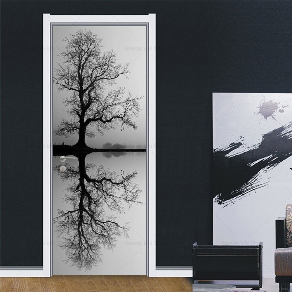 Black Cool Design Door Wrap Mural Cover Self Adhesive Waterproof PVC ...