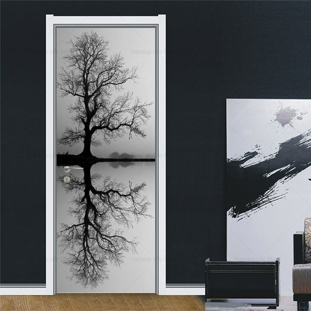 Black Cool Design Door Wrap Mural Cover Self Adhesive Waterproof PVC ...