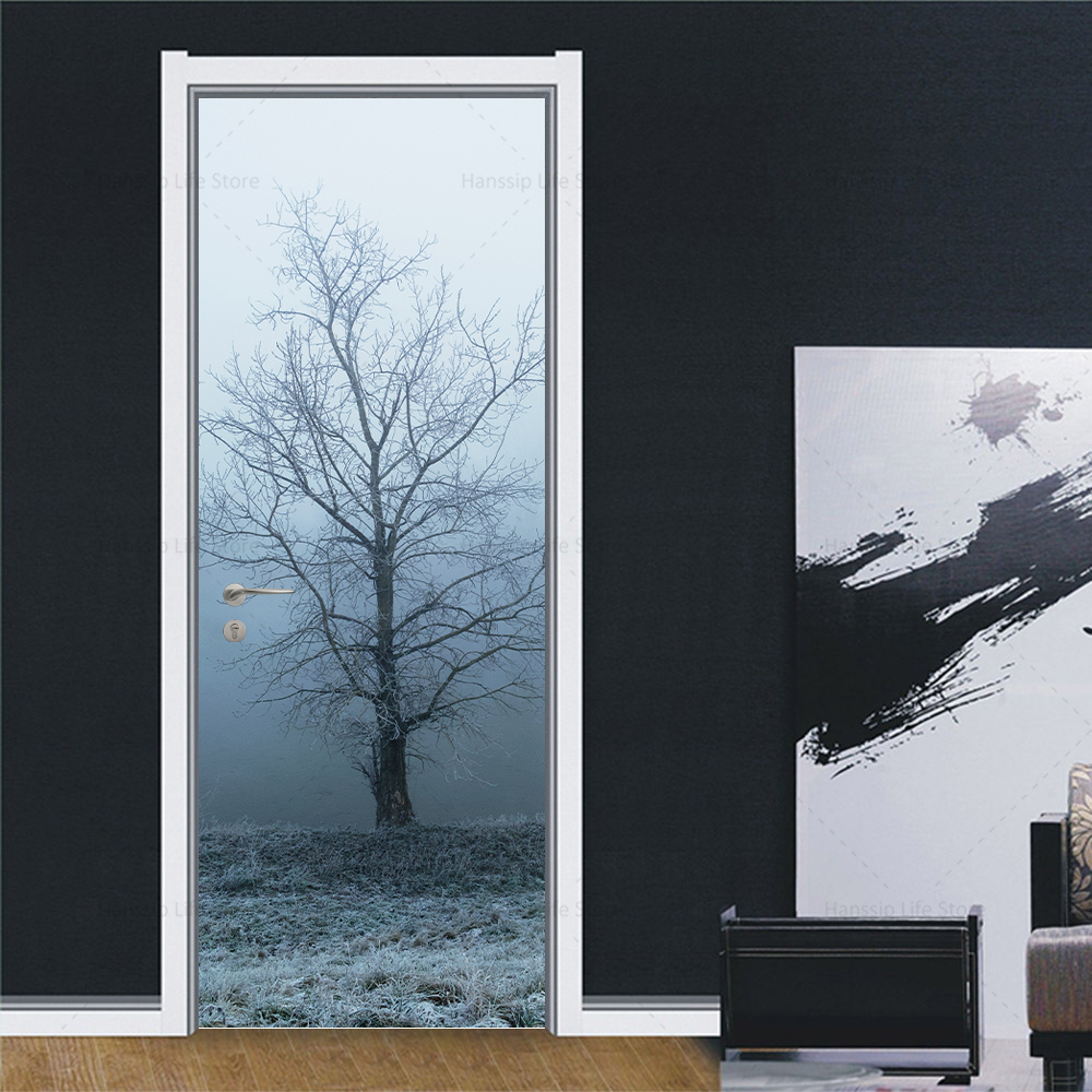 Black Cool Design Door Wrap Mural Cover Self Adhesive Waterproof PVC ...