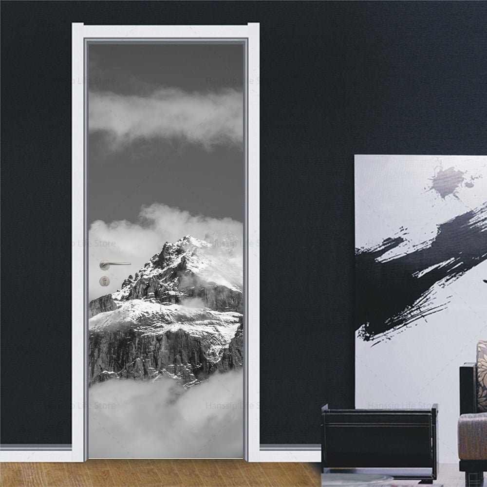 Black Cool Design Door Wrap Mural Cover Self Adhesive Waterproof PVC ...