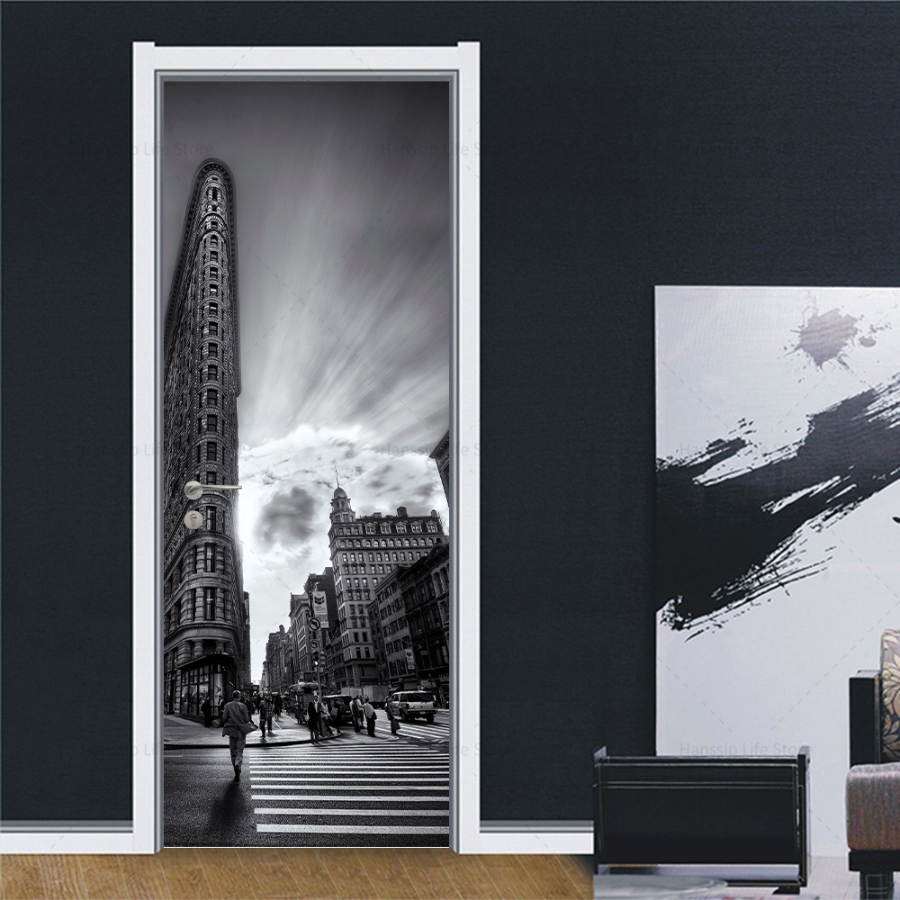 Black Cool Design Door Wrap Mural Cover Self Adhesive Waterproof PVC ...