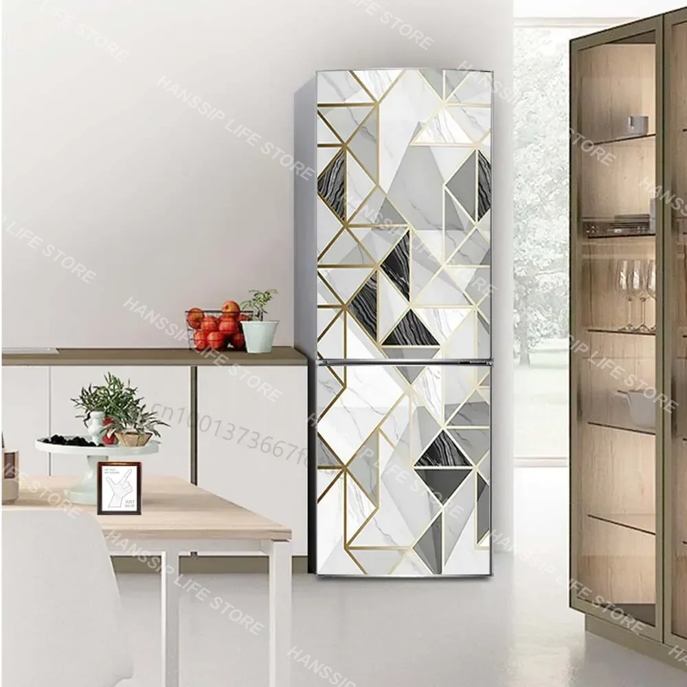Black Cool Girl Refrigerator Door Mural Sticker Waterproof PVC Gray Fridge Door Wrap Cover 3D ...