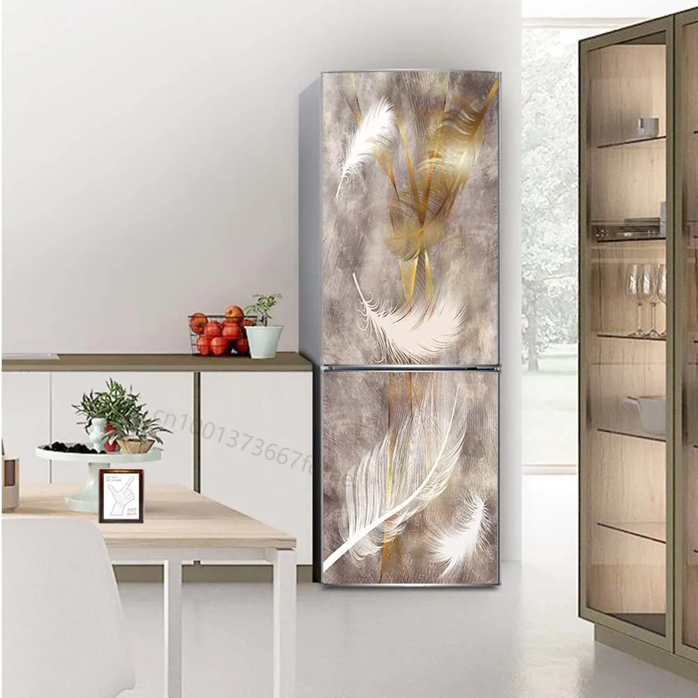 Black Cool Girl Refrigerator Door Mural Sticker Waterproof PVC Gray ...