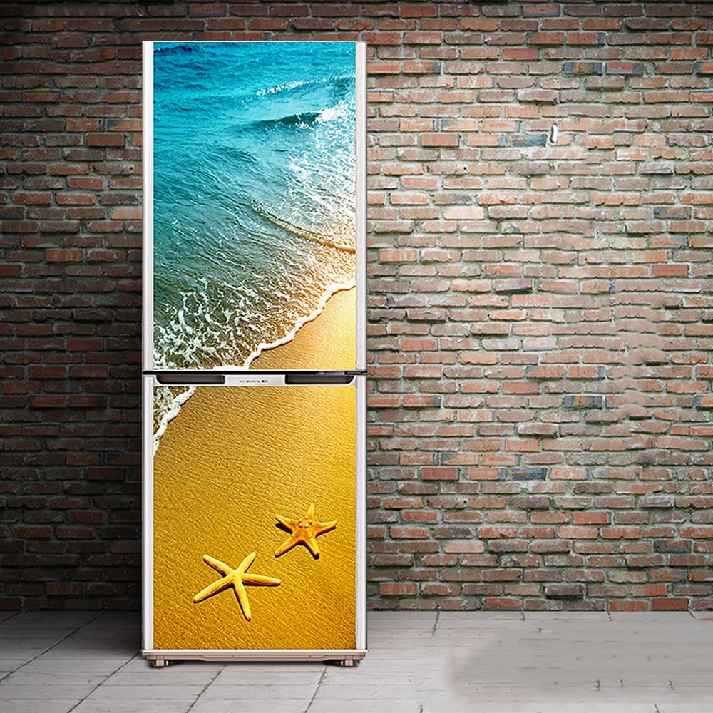 Black Cool Refrigerator Stickers Full Door Mural Cover Adhesive PVC ...