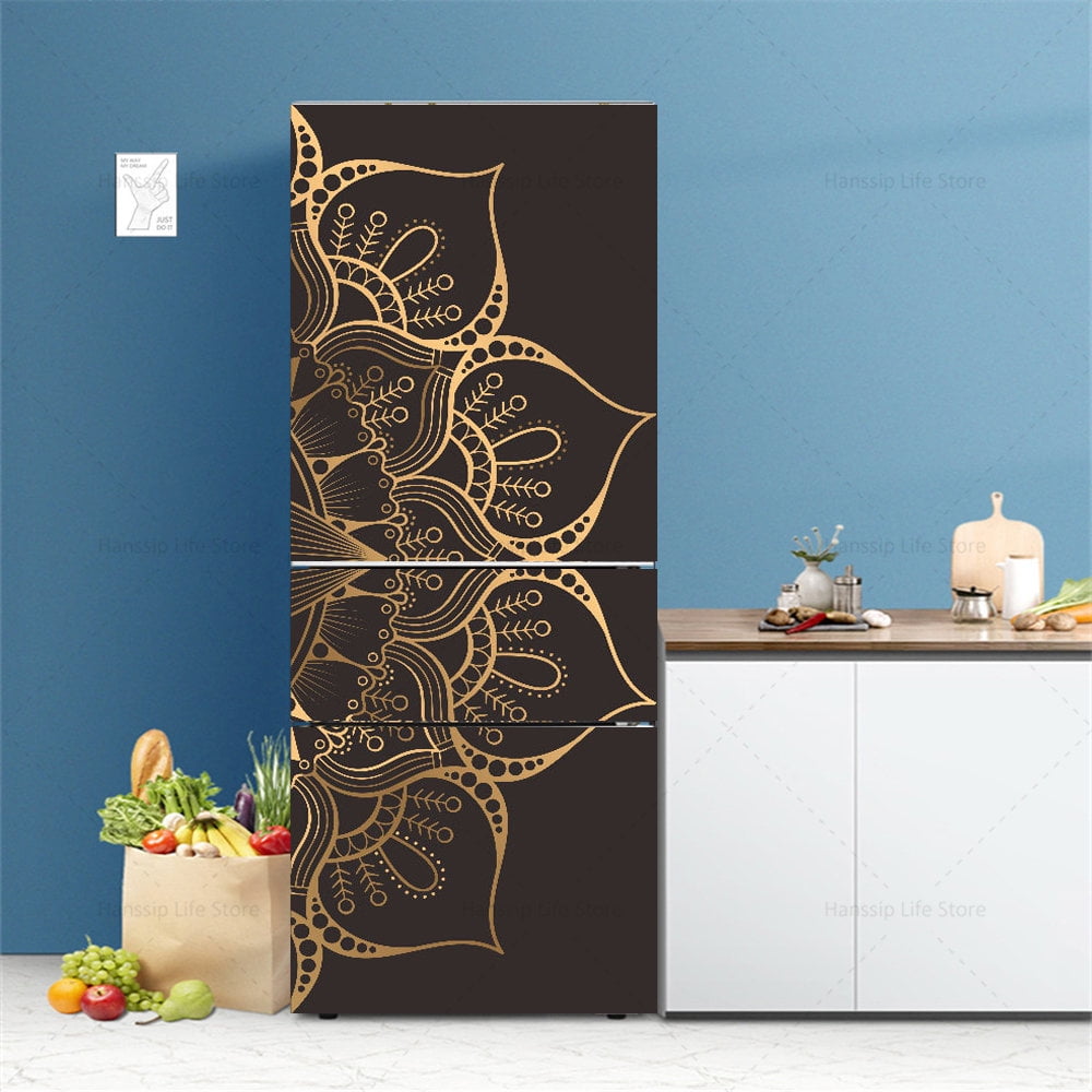 Black Cool Refrigerator Stickers Full Door Mural Cover Adhesive PVC ...