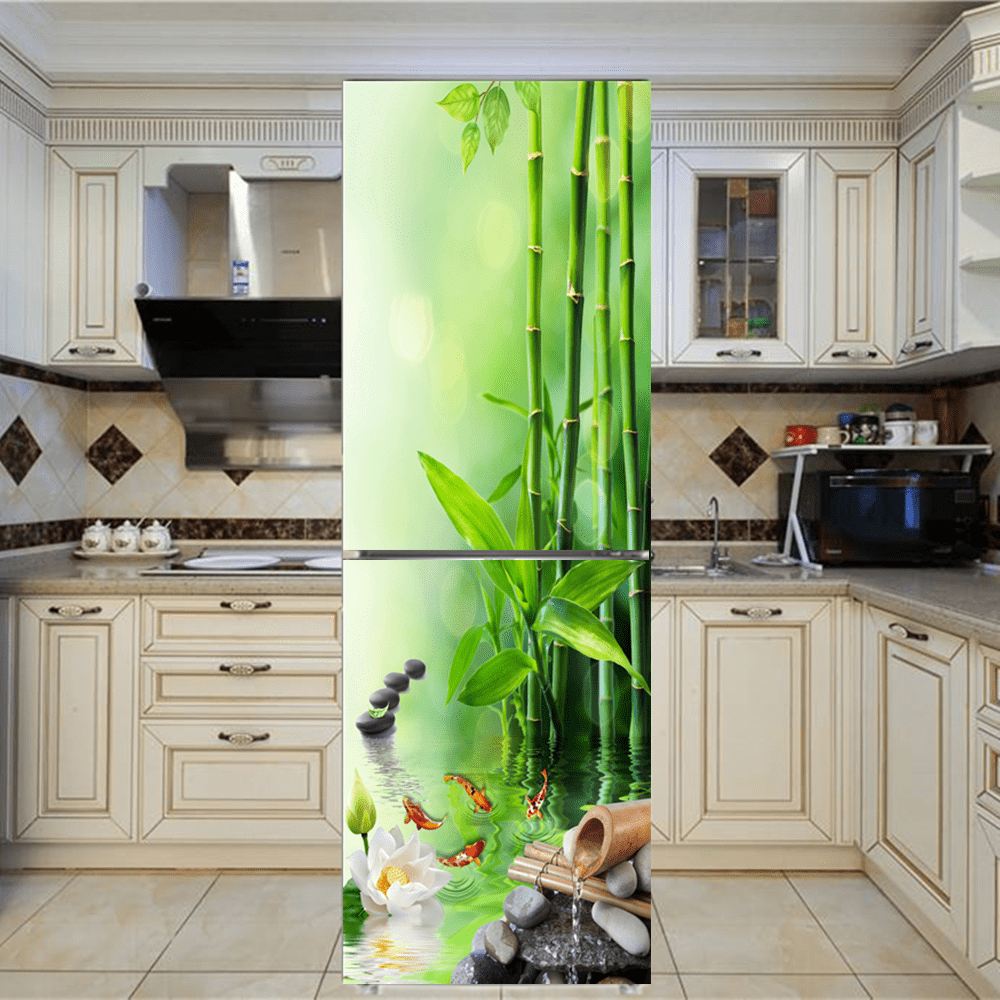 Black Cool Refrigerator Stickers Full Door Mural Cover Adhesive PVC ...
