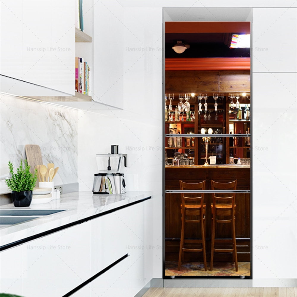 Black Cool Refrigerator Stickers Full Door Mural Cover Adhesive PVC ...