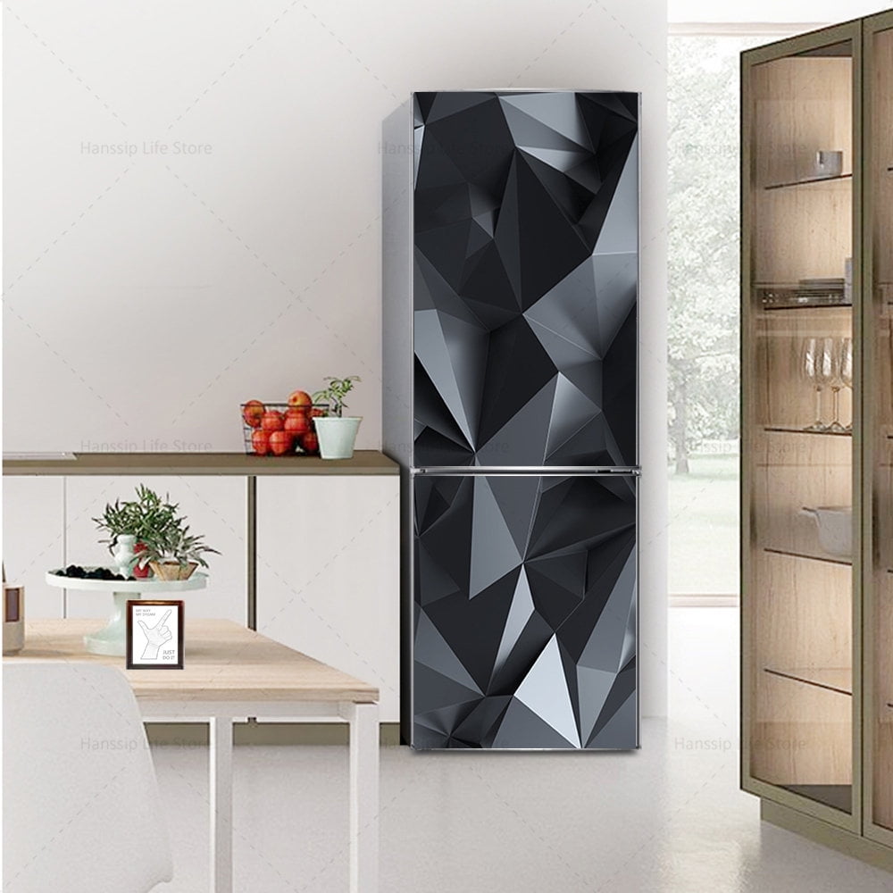 Black Cool Refrigerator Stickers Full Door Mural Cover Adhesive PVC ...
