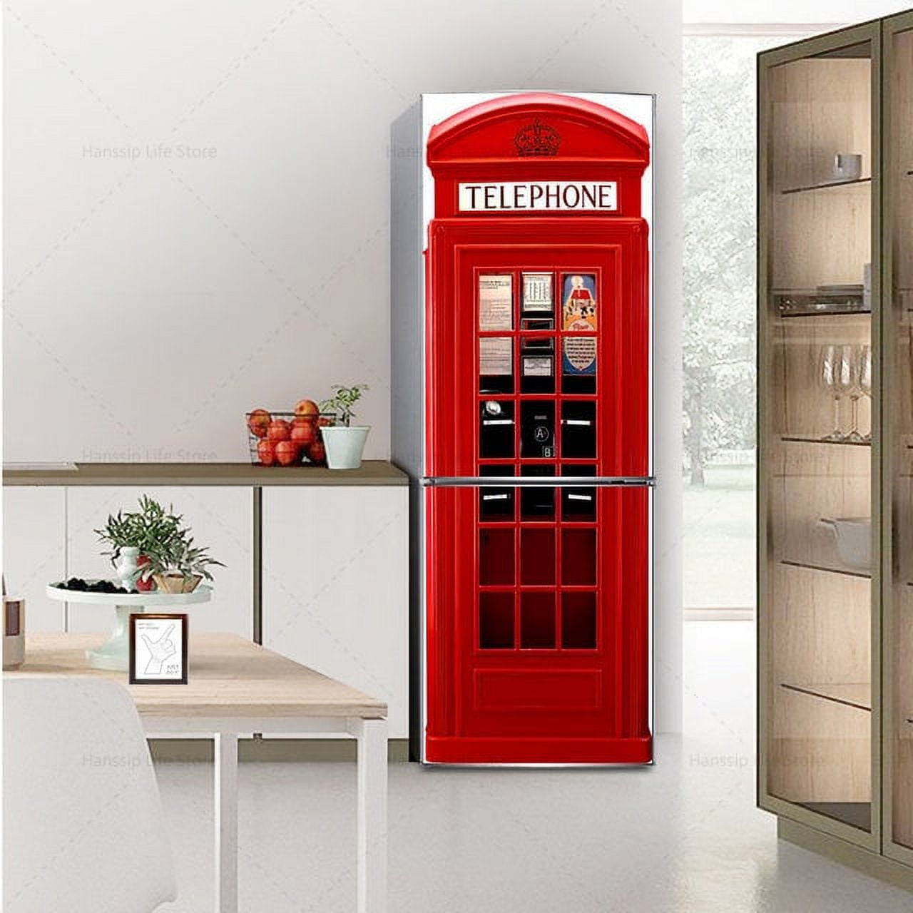 Black Cool Refrigerator Stickers Full Door Mural Cover Adhesive PVC ...
