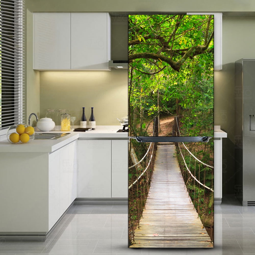 Black Cool Refrigerator Stickers Full Door Mural Cover Adhesive PVC ...