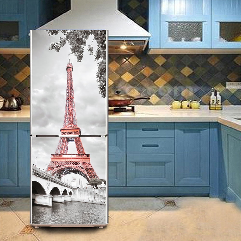Black Cool Refrigerator Stickers Full Door Mural Cover Adhesive PVC ...