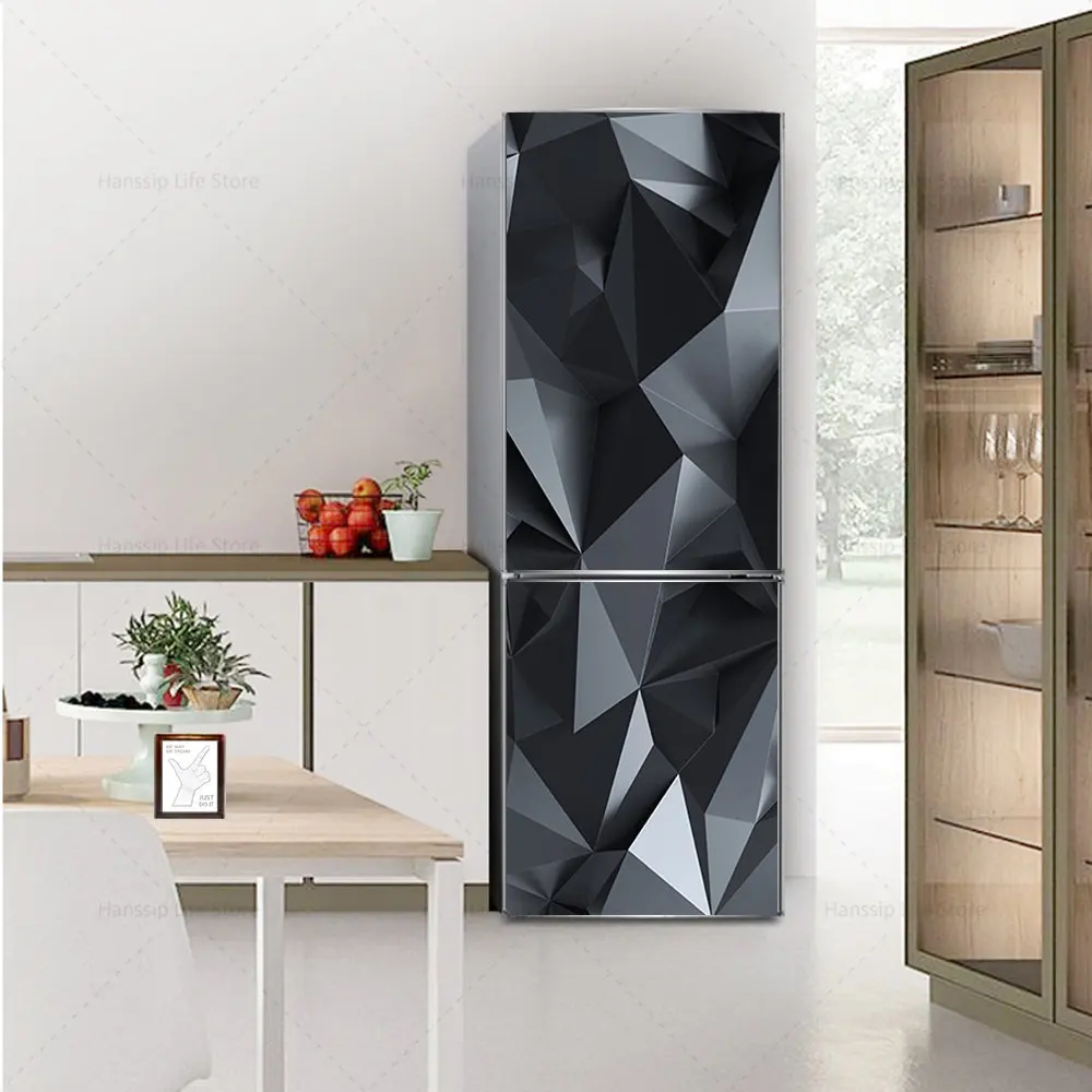 Black Cool Refrigerator Stickers Full Door Mural Cover Adhesive PVC ...