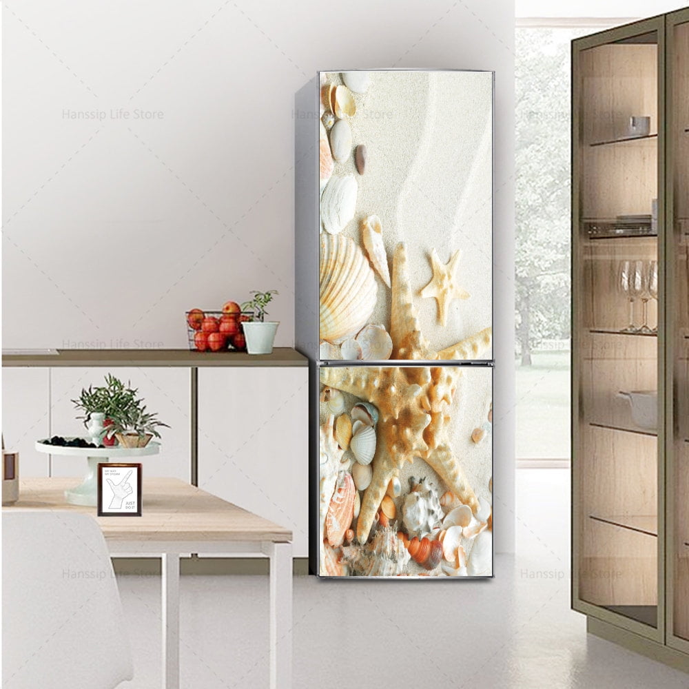 Black Cool Refrigerator Stickers Full Door Mural Cover Adhesive PVC ...