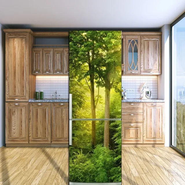 Black Cool Refrigerator Stickers Full Door Mural Cover Adhesive PVC ...