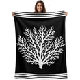 Black Coral Coastal Blanket Soft Cozy Warm Twin Blanket for Bed, Plush ...