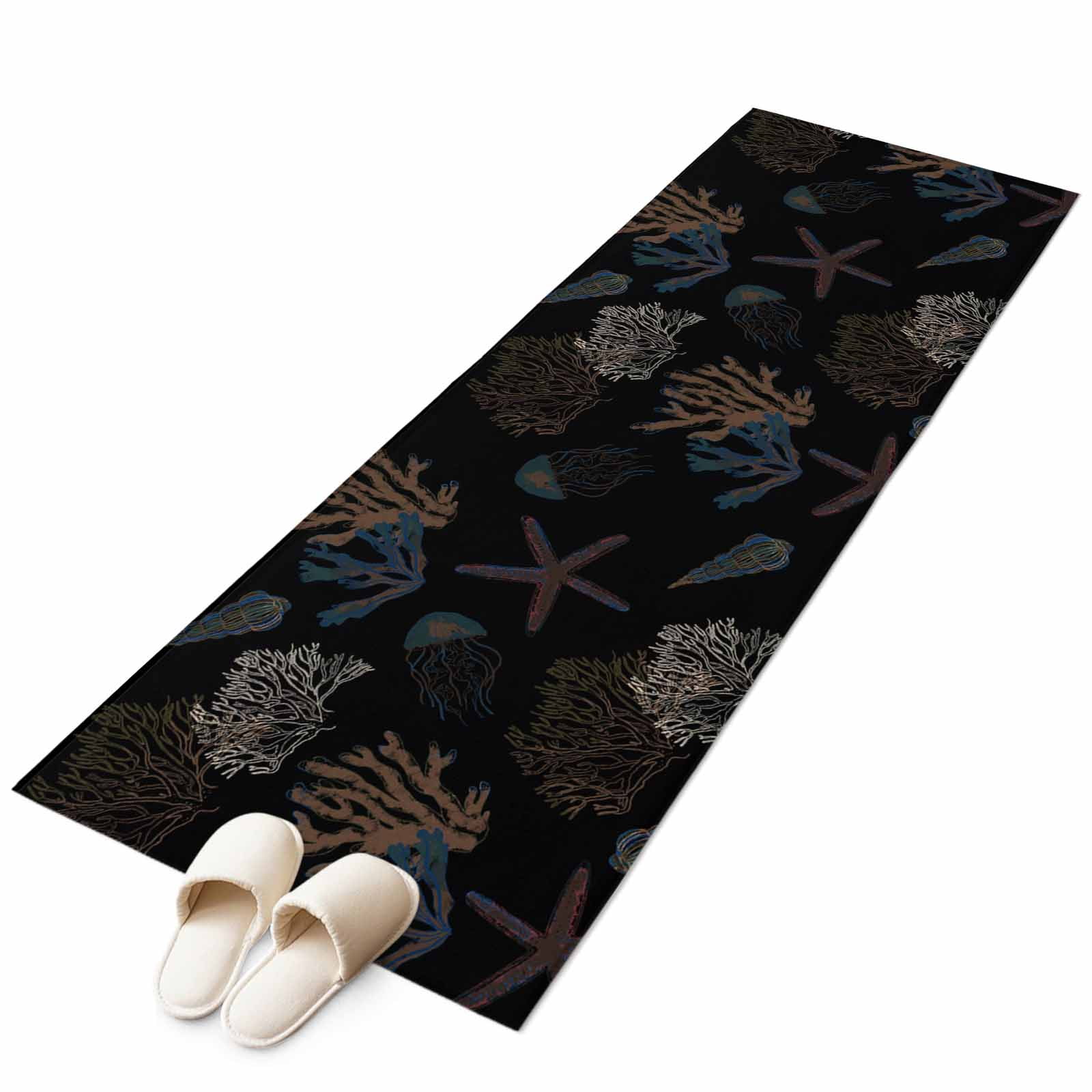 Black Coral Coastal Runner Rug 2x6 FT, Non Slip Hallway Carpet ...