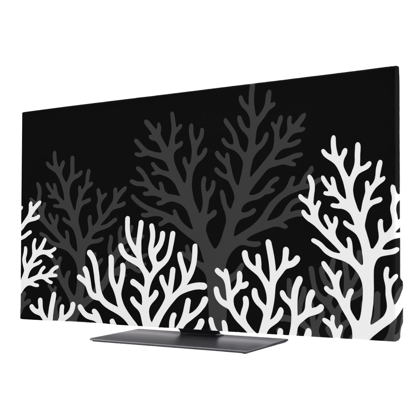 Black Coral Coastal TV Cover for 50 Inch Screen,Stretch Fabric ...