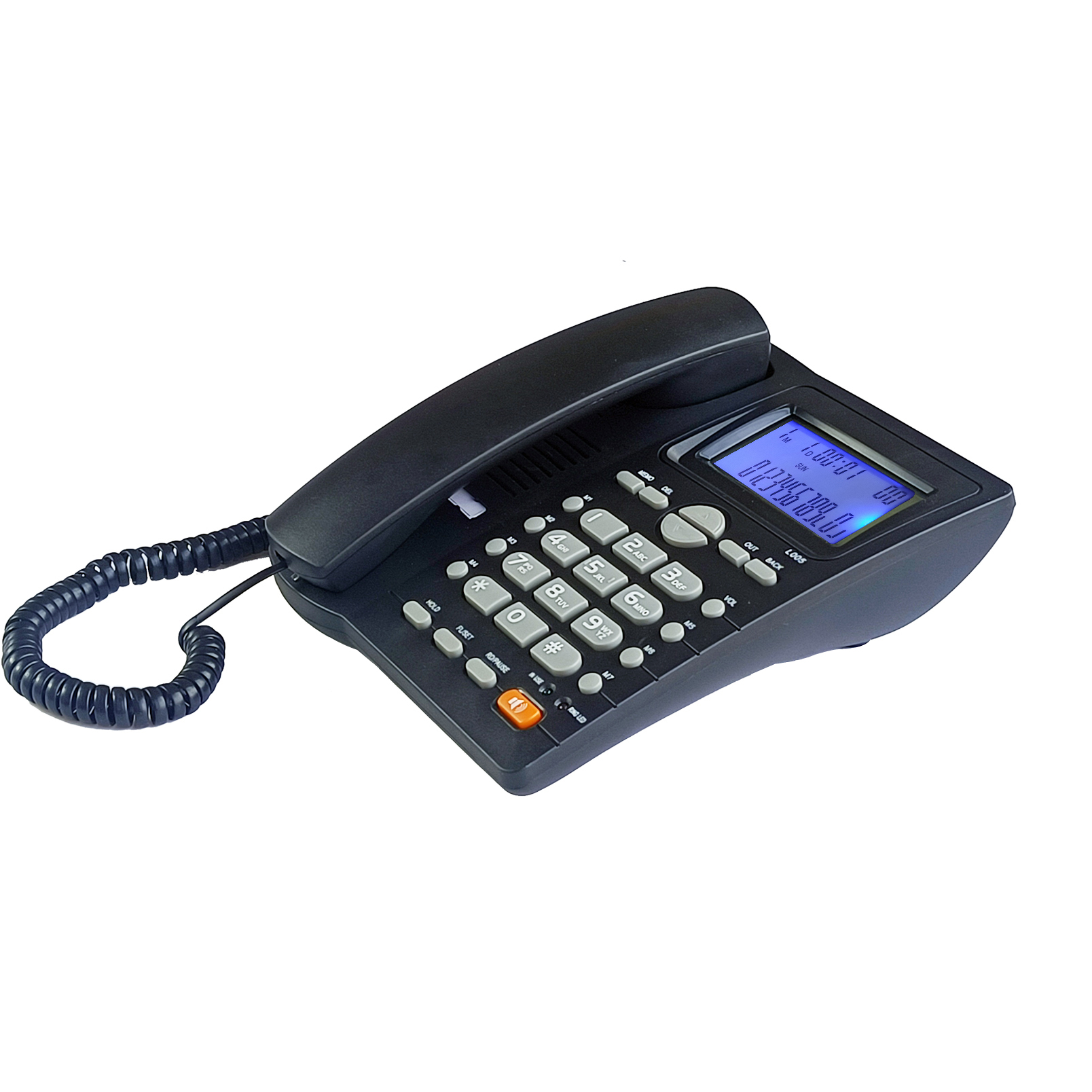 Black Corded Caller ID Telephone, Landline Home Phones with Blue ...