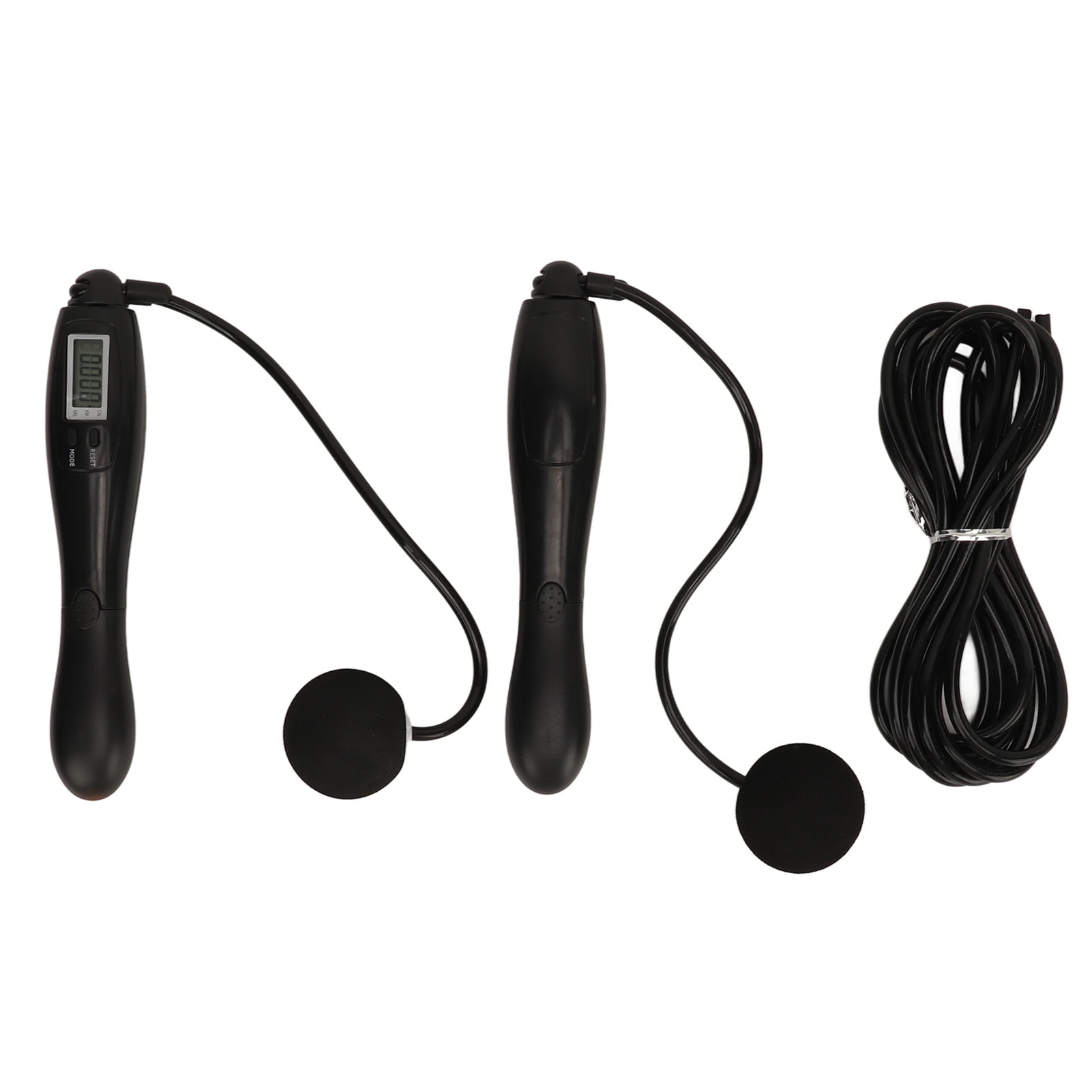 Black Cordless Jump Rope with Counter Adjustable Steel Wire 4 Modes ...