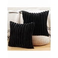 Black Corduroy Texture Solid Color Throw Pillow Cover For Sofa Living ...