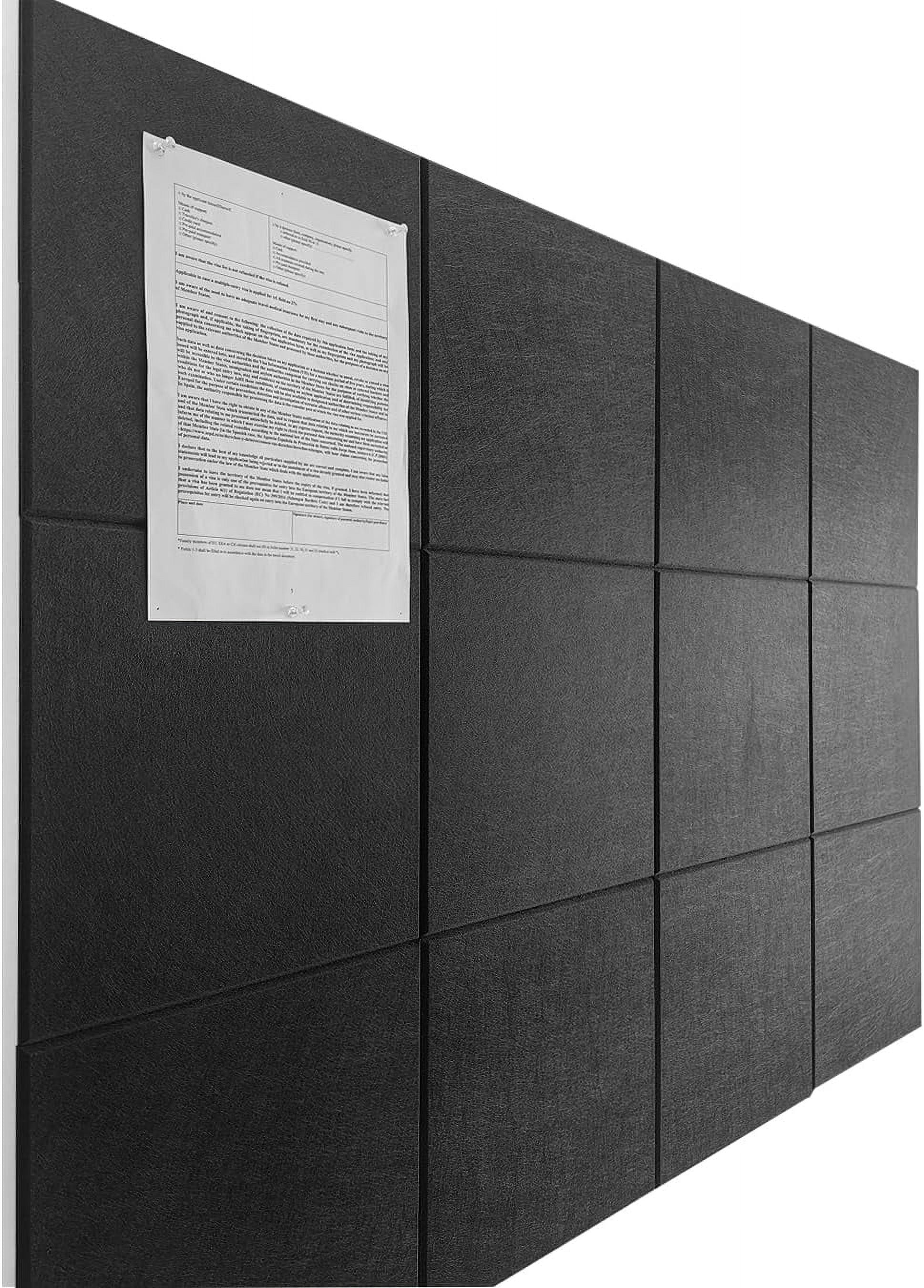 Black Cork Board 47"x35" - 12 Pack Felt Wall Tiles with Safe Removable ...