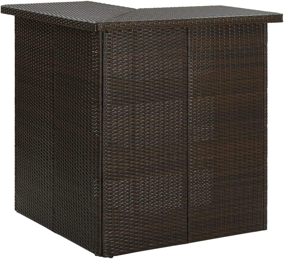 Black Corner Bar Table - Poly Rattan and Steel Frame - Modern Style ...