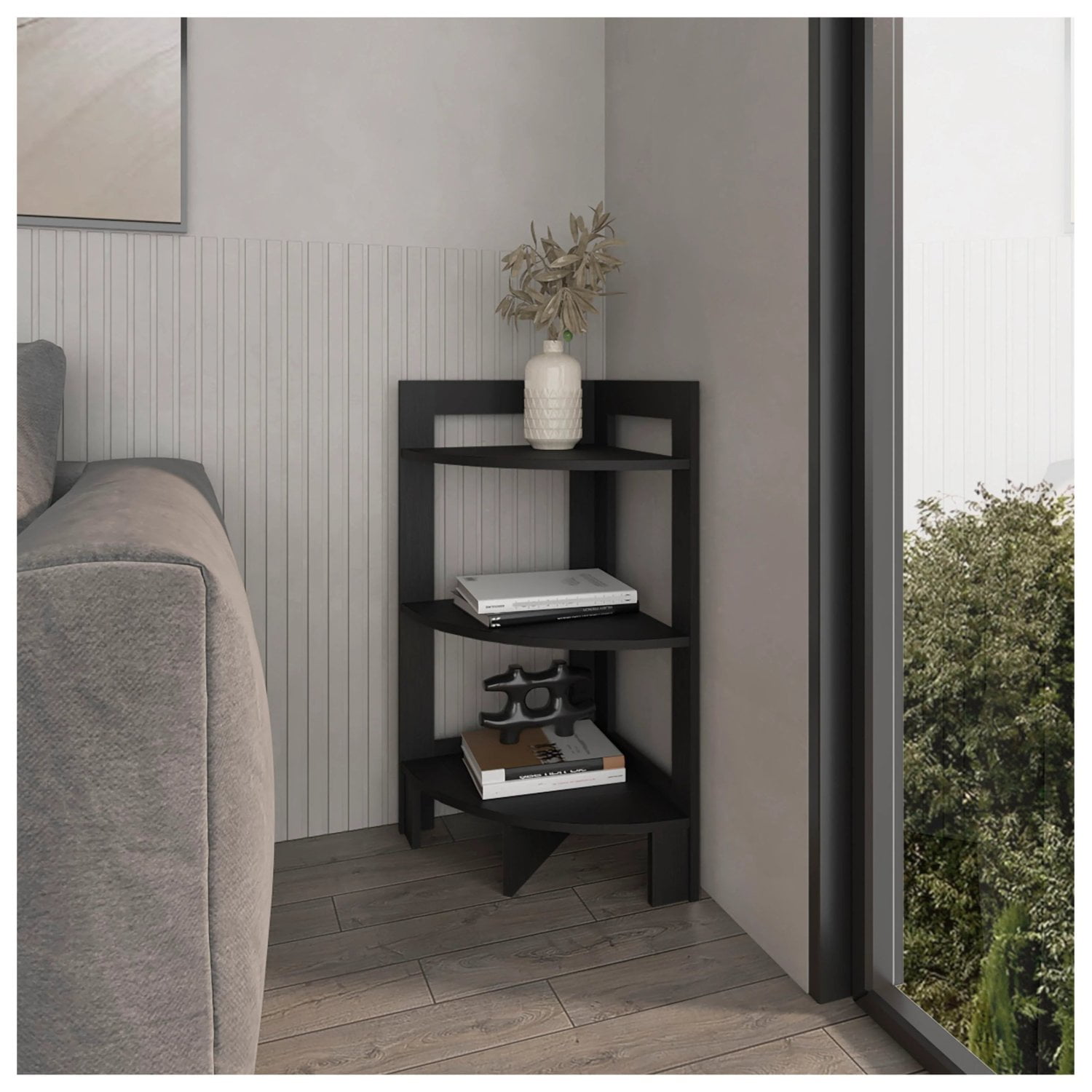 Black Corner Shelf with 3 Shelf 3 + Black + Corner + Horizontal ...