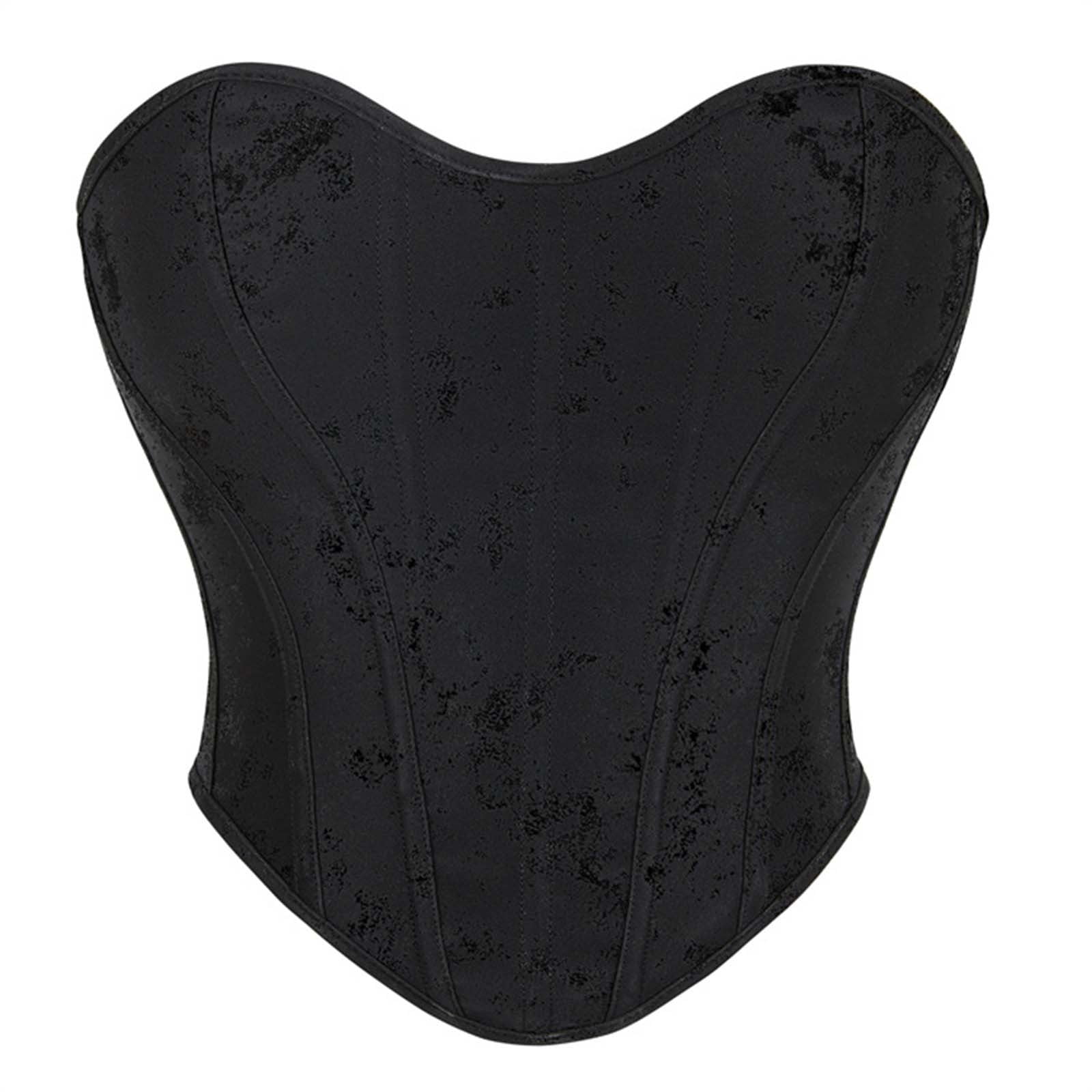 Black Corset Tops, Women Boned Bustier Crop Tops Back Zipper Closure ...
