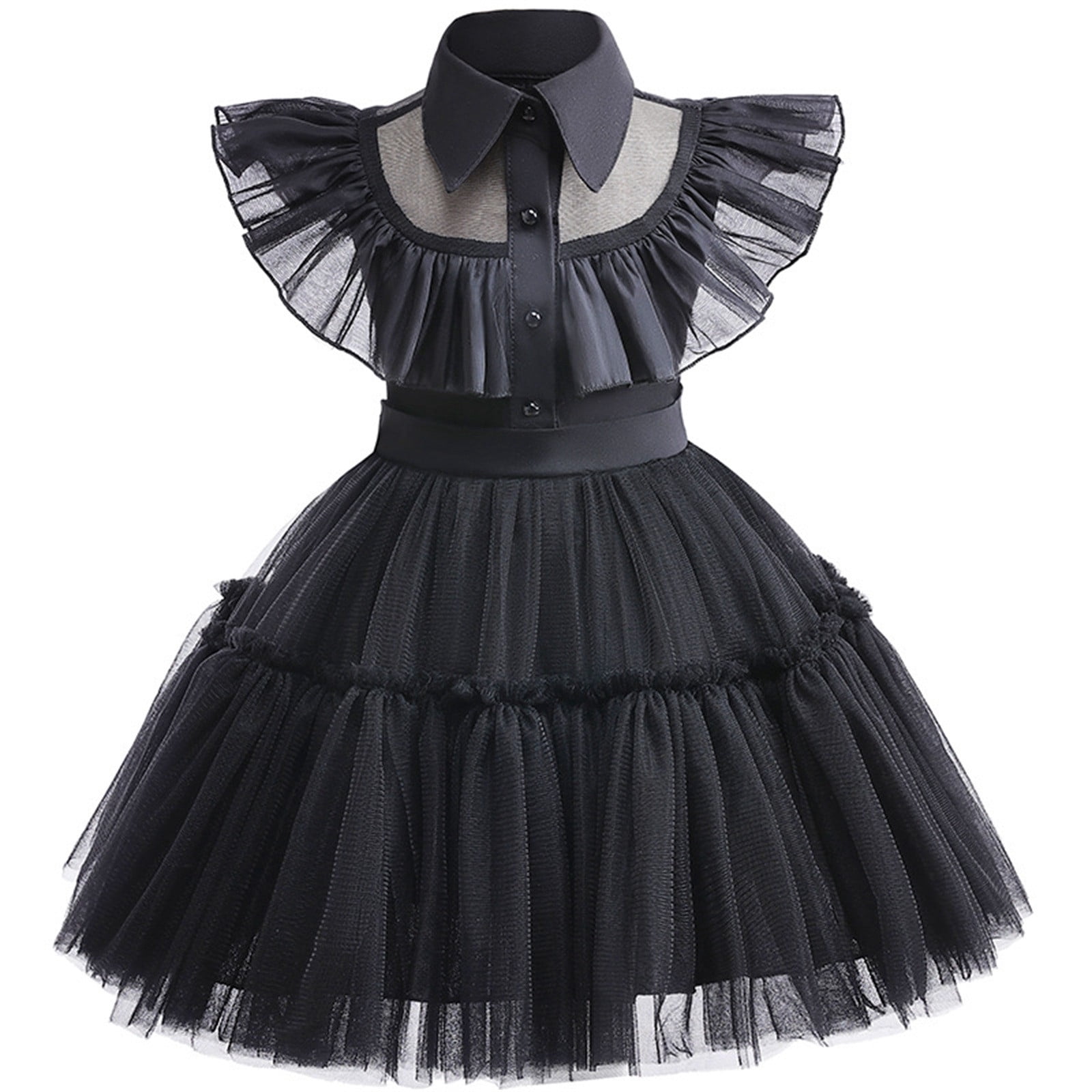 Black Costume Dress for Girls Wednesday Addams Halloween Cosplay Family ...