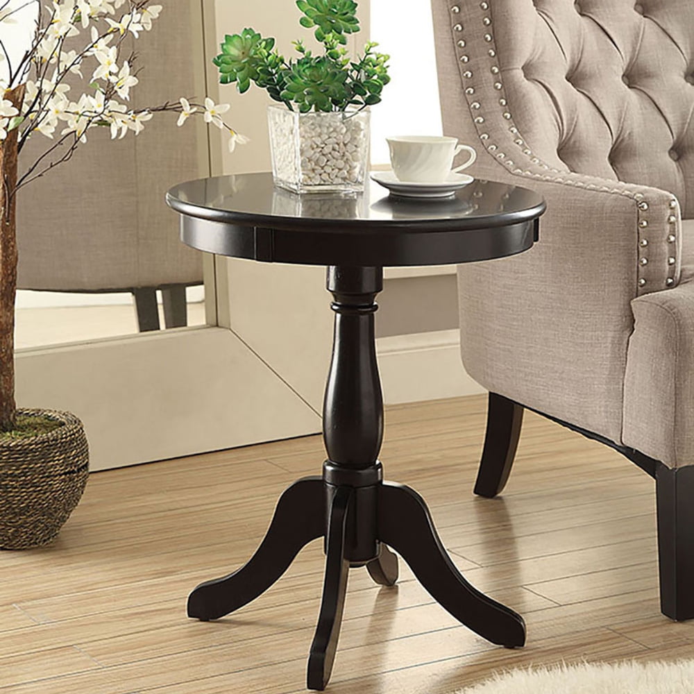 Black Cottage Style Side Table with Turned Pedestal - Rustic Wood End ...