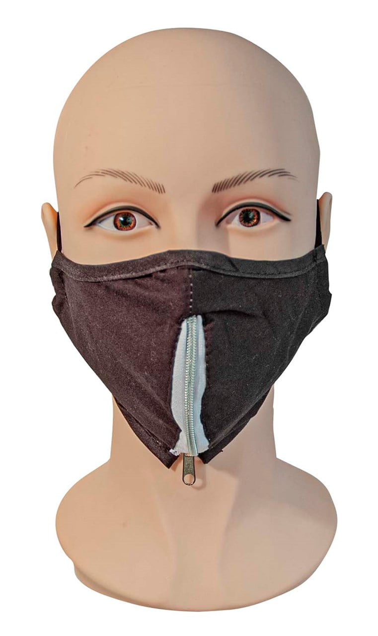 Black Cotton Face Mask with Zipper - Walmart.com