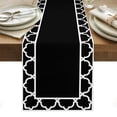 Black Cotton Linen Table Runner Geometric Morocco Printed Border Modern ...