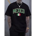 Black Cotton Mexico Flag Graphic T-Shirt Mens Crew Neck Short Sleeve ...