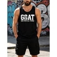 Black Cotton Tank Top For Men With GOAT Graphic Print - Casual ...