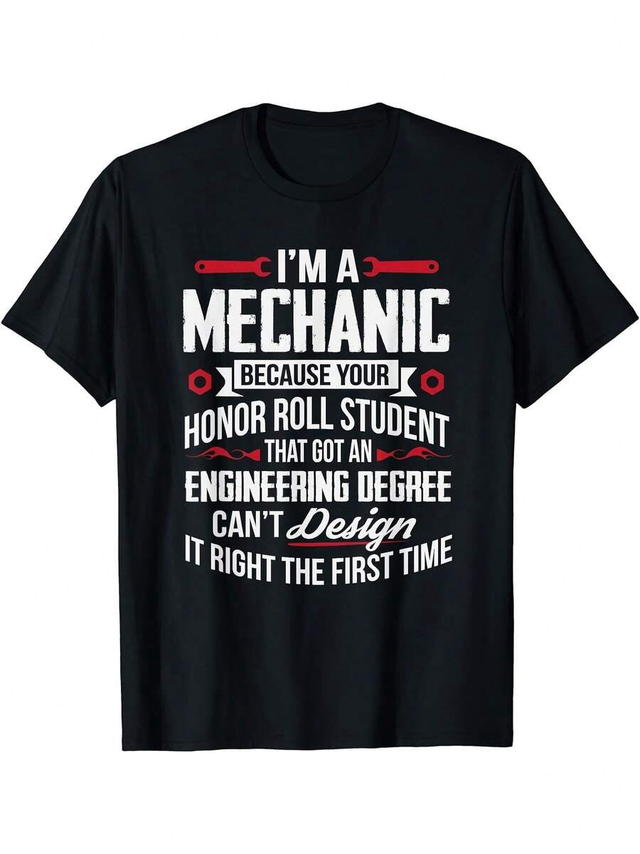 Black Cotton Unisex T-Shirt Im A Mechanic Humorous Graphic Tee, Casual ...